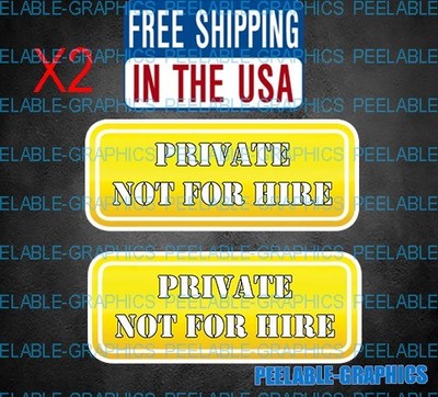 (2) Private Not for Hire Decal Sticker Car Truck SUV Trailer Semi DOT ...