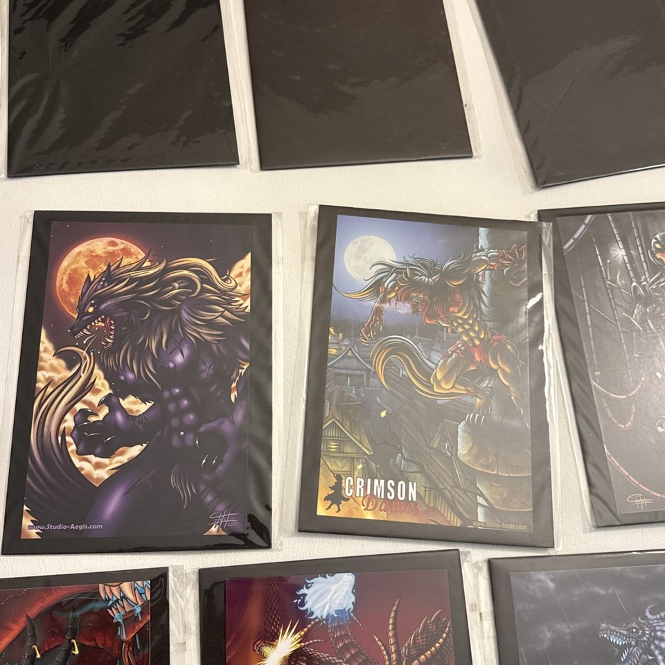 14 Gothic Fantasy Art Prints Lot Macabre Dragons Wolves Crimson Dames ...