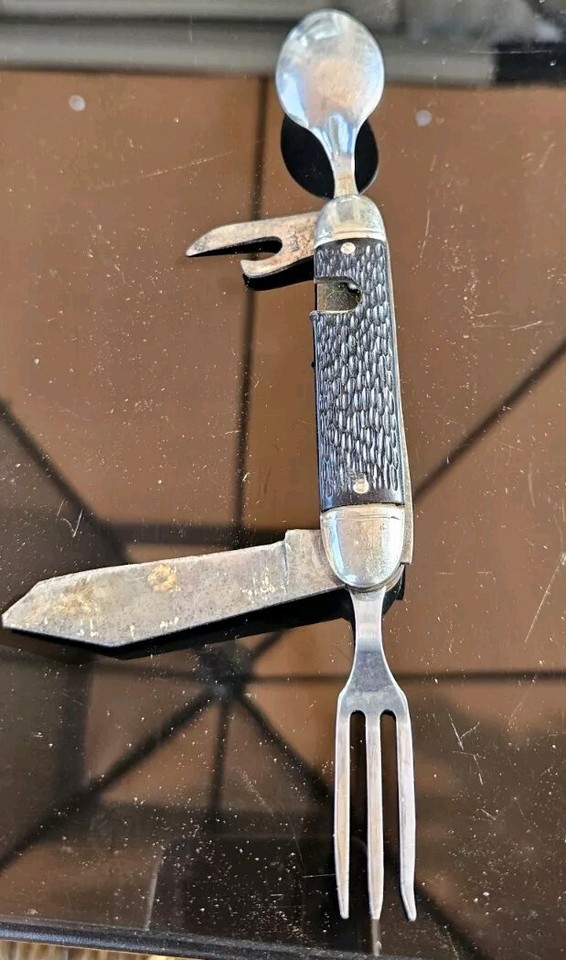 Small Colonial Prov USA Pocket Knife Camping Hobo, Fork Spoon Opener ...
