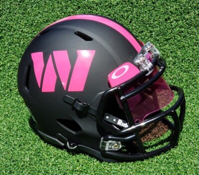 WASHINGTON COMMANDERS PINK LOGO BREAST CANCER BLACK MATTE FOOTBALL MINI ...