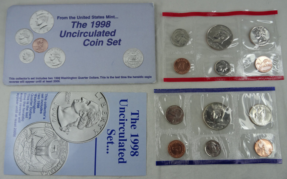 1990-1998 Lot of 9 US Mint Sets 90 Coins OGP Original Envelope COA ...
