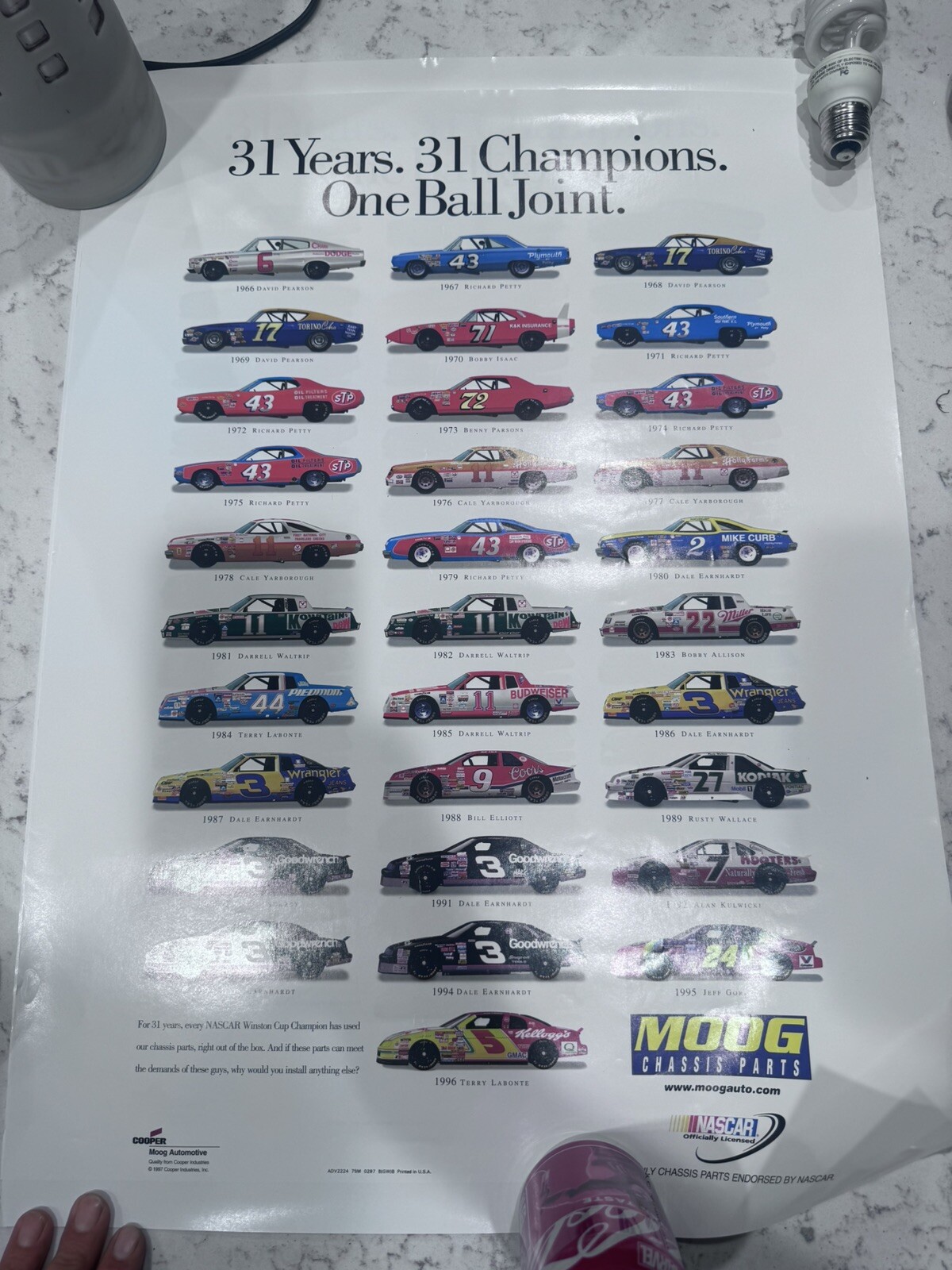 31 Years Cooper Moog NASCAR Racing Poster 31 Champions Ball Joint ...
