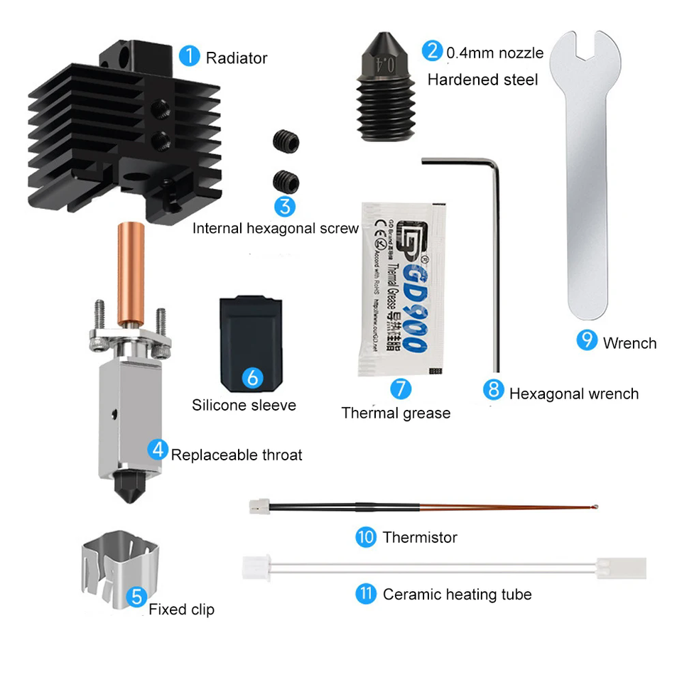 Hotend Nozzle Kit Hot End Assembly For Bambu Lab X1/X1C/P1P/P1S 3D ...