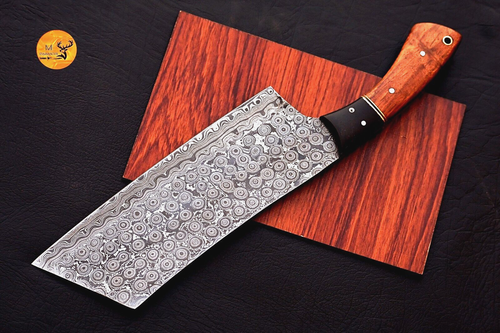 CUSTOM HANDMADE FORGED DAMASCUS STEEL CLEAVER MEAT CHOPPER BUTCHER ...