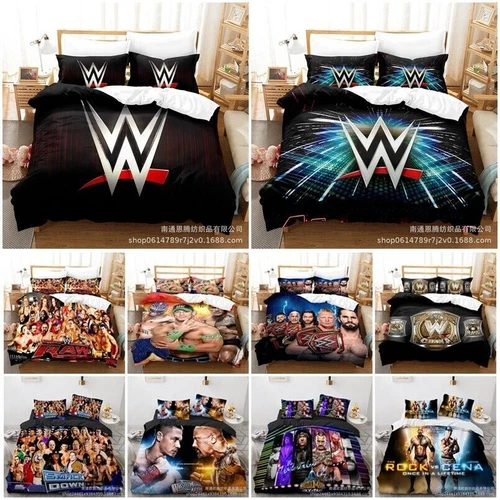 WWE Wrestling Quilt Duvet Cover Pillowcase Single Double King Bedding ...