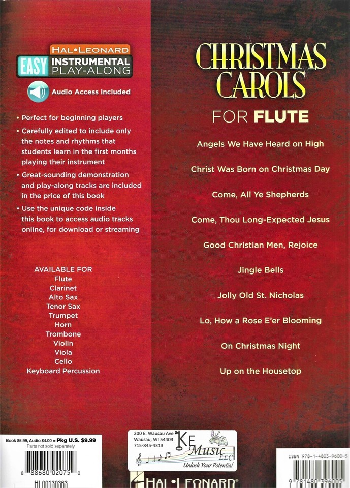 Christmas Carols for Flute 10 Holiday Favorites 9781480396005| eBay