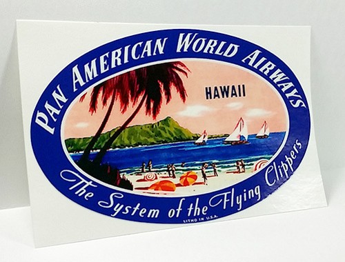 PAN AMERICAN Hawaii Vintage Style Decal / Vinyl Sticker, Luggage Label ...