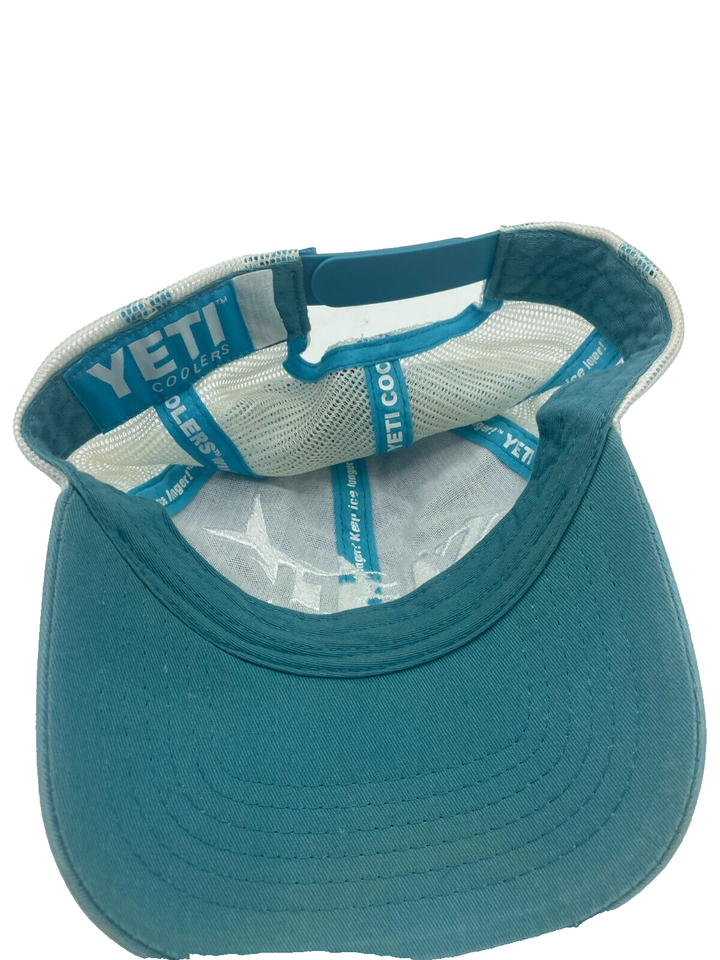Yeti Hat Distressed Cap Snap Back Blue Mesh Adjustable Fish Tarpon ...