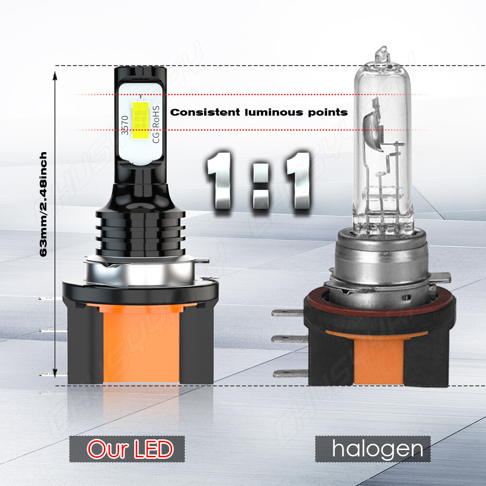 2X H15 LED Bulbs High Beam DRL Headlights Conversion Kit 100W 6000K ...