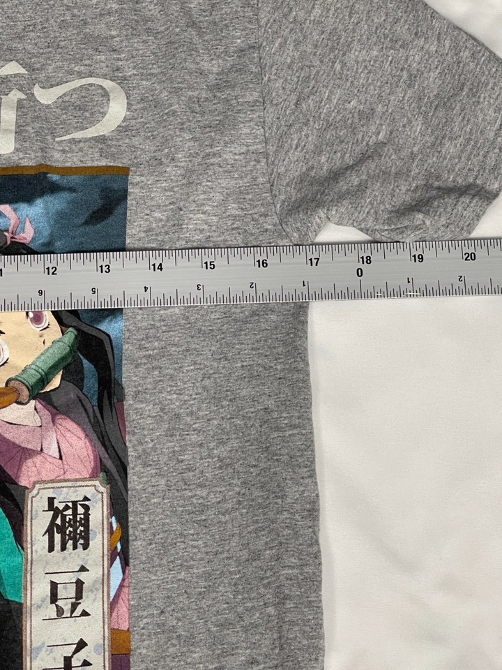 Demon Slayer Anime T-Shirt Small Tanjiro Nezuko Graphic Tee Gray Shonen ...