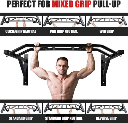 Door Pull Up Bar Multi Grip Wall Mounted Home Gym Station Chin Up Heavy ...