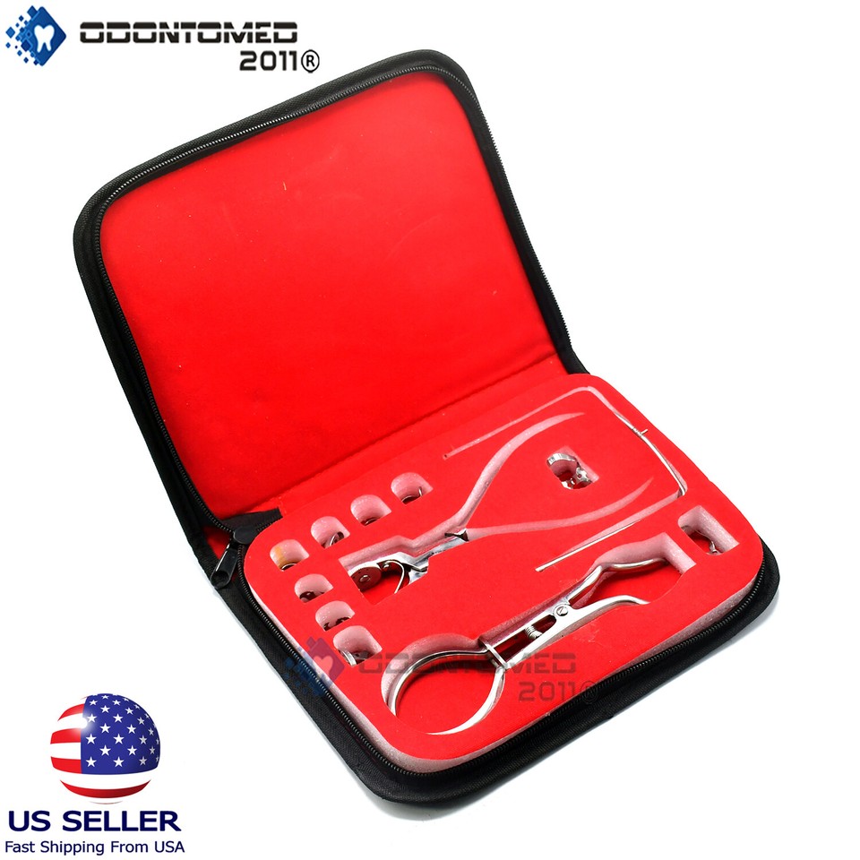12x Rubber Dam Kit Starter - Frame Ainsworth Punch Clamps Ivory Forceps ...