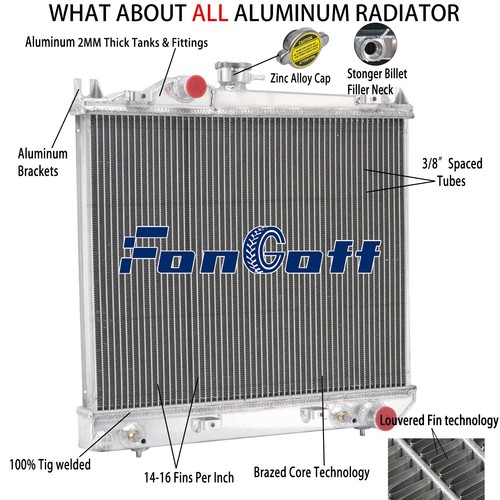 2-Row Aluminum Radiator For 1987-1991 1989 Dodge Dakota 2.2L 2.5L 3.9L ...