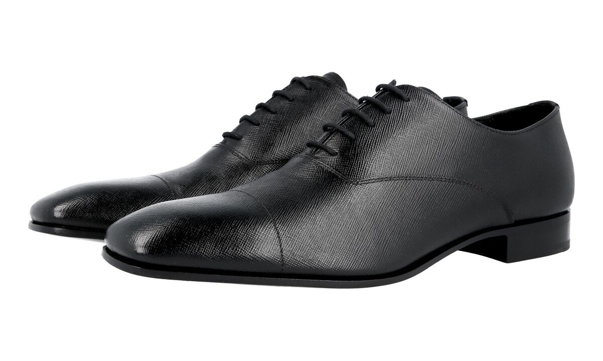 LUXURY PRADA SAFFIANO OXFORD SHOES 2EA106 BLACK LEATHER NEW LUXURY PRADA SAFFIANO OXFORD SHOES 2EA106 BLACK LEATHER NEW