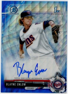 BLAYNE ENLOW 2017 BOWMAN CHROME DRAFT BLUE WAVE REFRACTOR AUTO /150 ...