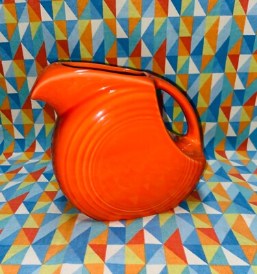 NEW FIESTA LARGE DISK PITCHER Poppy Orange FIESTAWARE disc 67 OZ ships ...