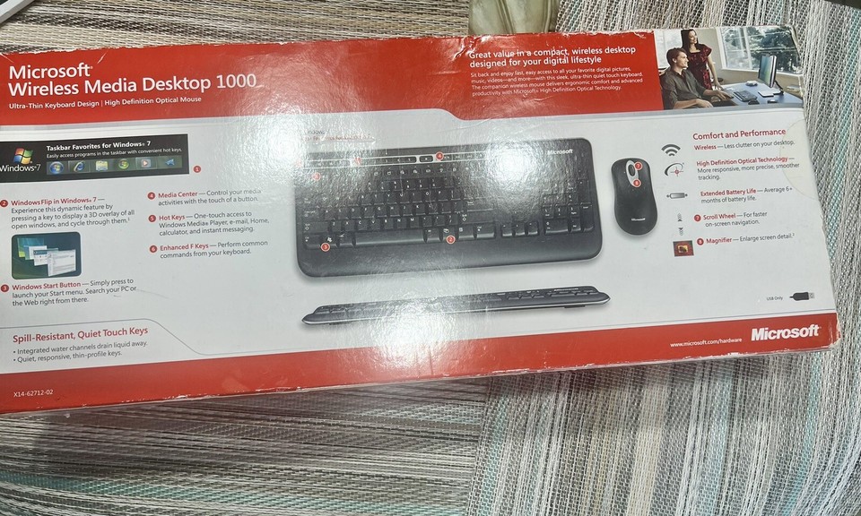 Microsoft 1000 Wireless Optical Desktop KEYBOARD & MOUSE (PC & Mac) UBS ...