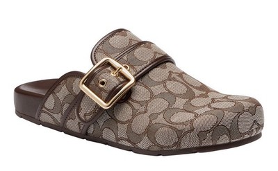 Coach Women's Signature Jacquard Round Toe Archival Buckle Clogs in Oak ...
