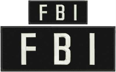 "FBI" embroidery patches 4x10 and 2x5 inches hook on back White letters ...