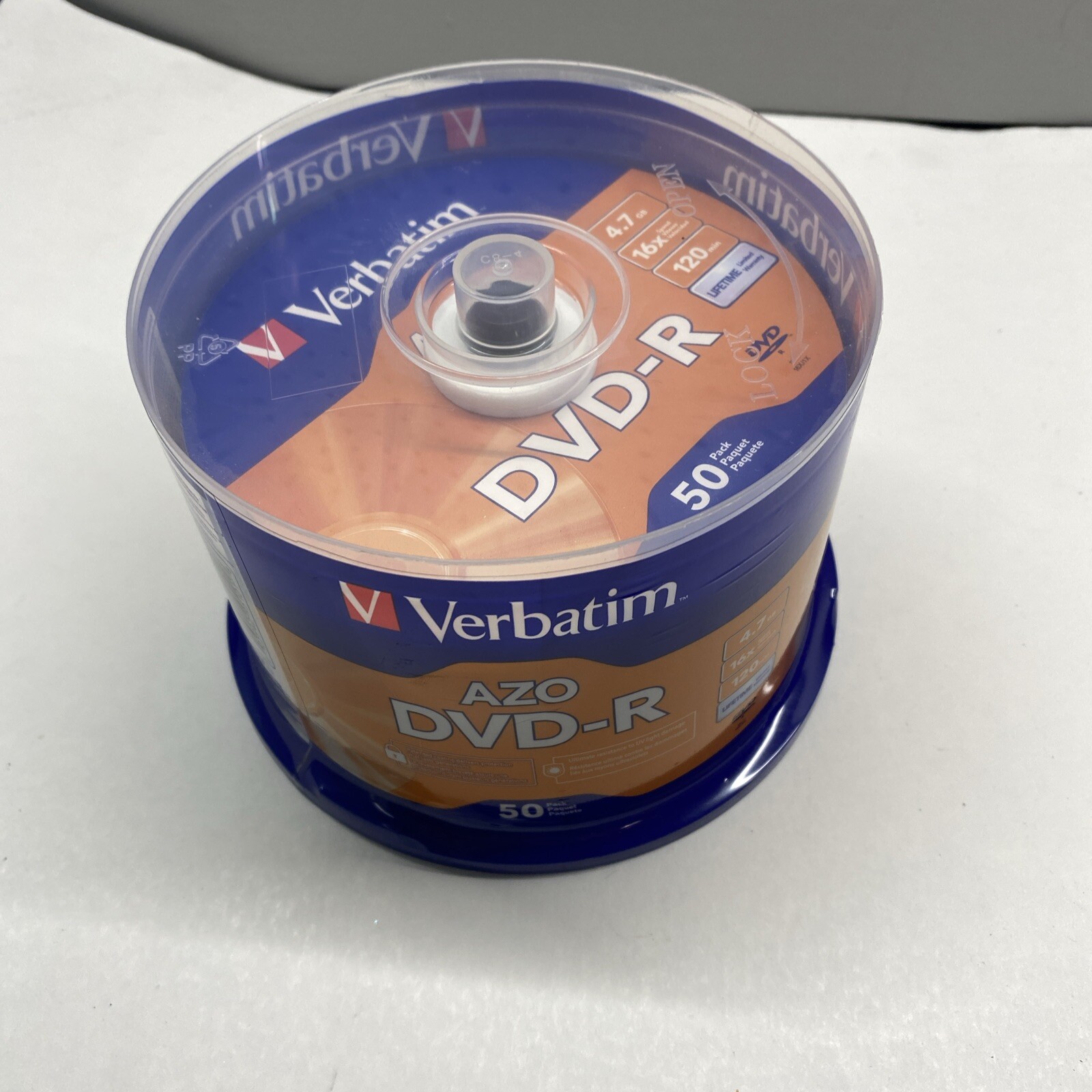 DVD-R VERBATIM AZO DVD-R 16X 4.7GB Branded Logo 50 pack Spindle 95101 ...