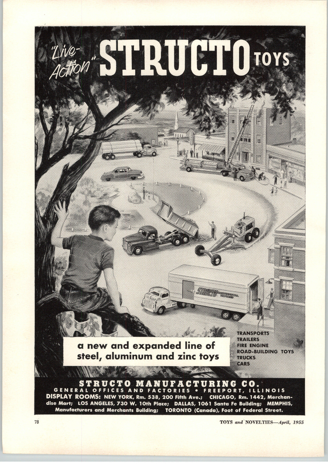 1955 PAPER AD Structo Toy Trucks Cars Transport Trailers Fire Engine | eBay
