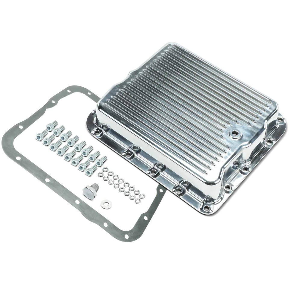 Silver Finned Aluminum Trans Oil Pan for GM 700R4 4L60 4L60E 2-5/8" Pan ...