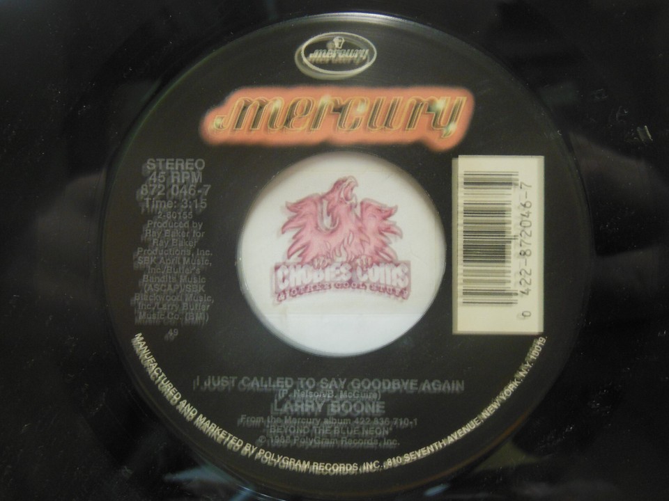 Larry Boone: I Just Called To Say Goodbye Again / Reason For, 45 RPM EX ...