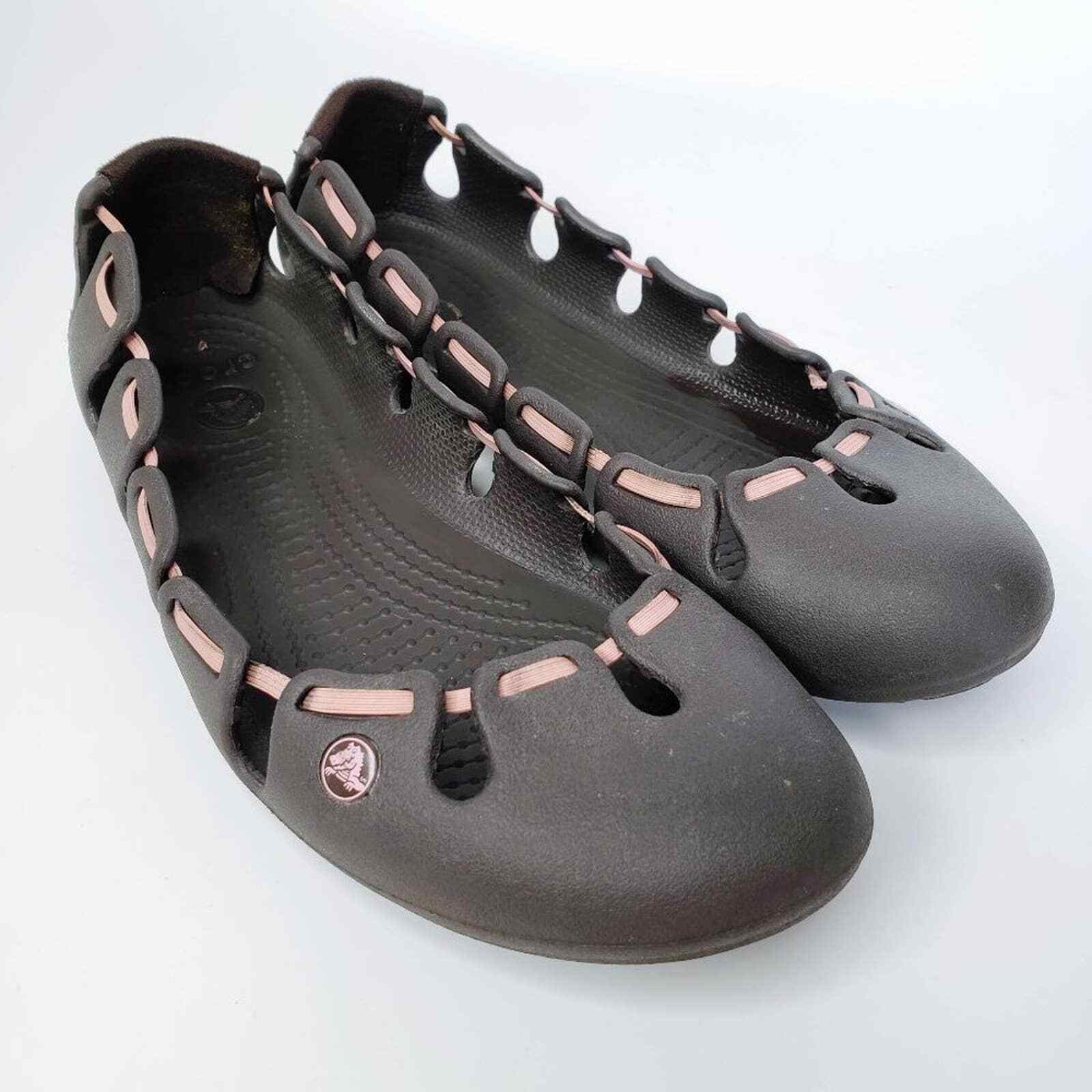 Crocs Bungee Edge Open Top Ballet Flat Sandals W7 - Gem