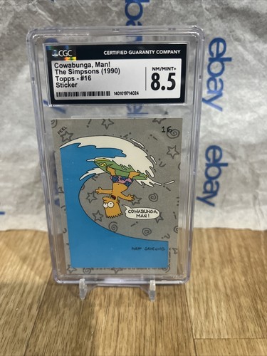1990 Topps Simpsons “Cowabunga, Man!” Sticker #16 Near Mint-Mint Cgc 8. ...