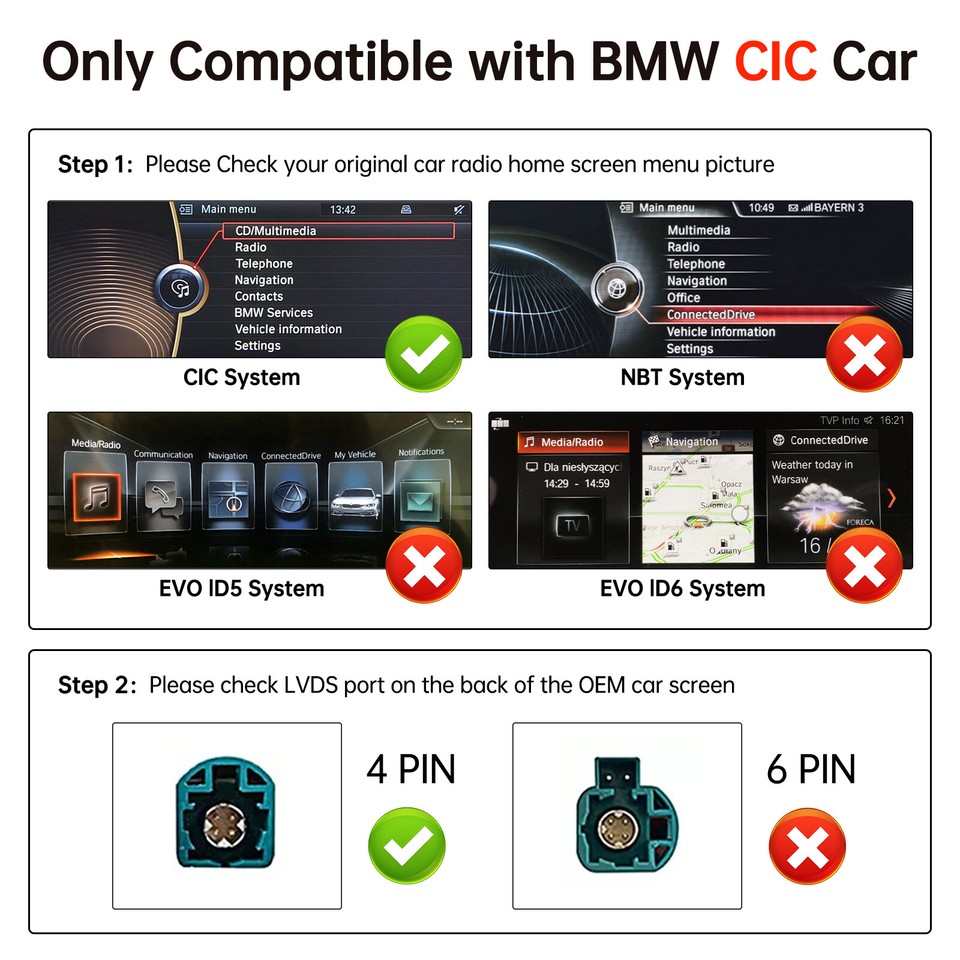 For BMW X5 E70 CIC 2009-2013 Android Auto CarPlay Car Stereo GPS Navi ...