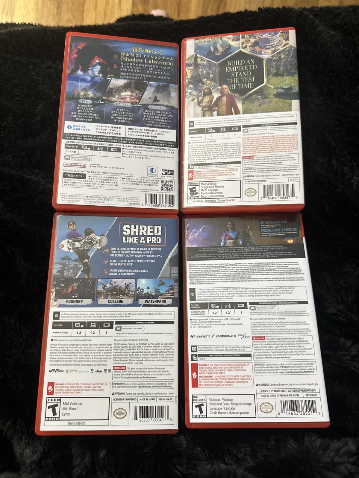 Lot Of 4 Nintendo Switch 2 Game Cases ONLY Tony Hawk Split Fiction Civ ...