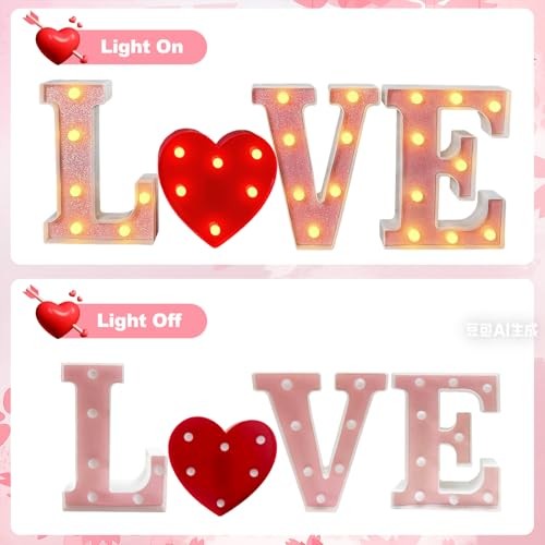 Love Sign with Light Up Heart and LED Letters - Battery Operated ...