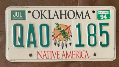 Oklahoma 1994 NATIVE AMERICA License Plate # QAO 185 | eBay