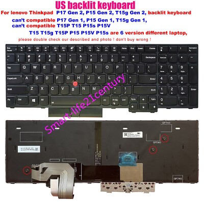 New US Backlit Keyboard For Lenovo ThinkPad P17 /P15 Gen 2,T15g Gen 2 ...