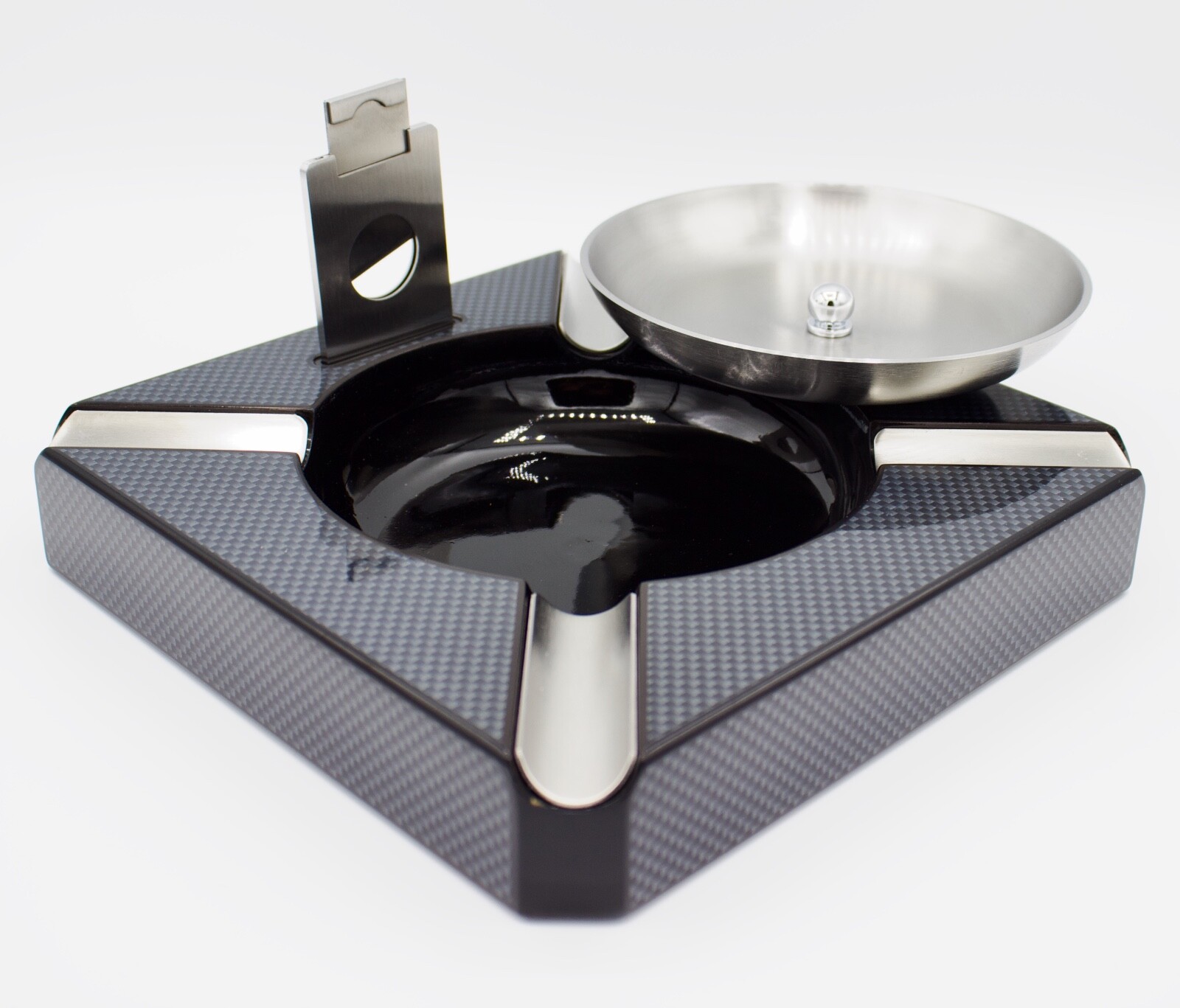 Carbon Fiber Pattern, Wood Cigar Ashtray w/ stainless steel cigar rest ...