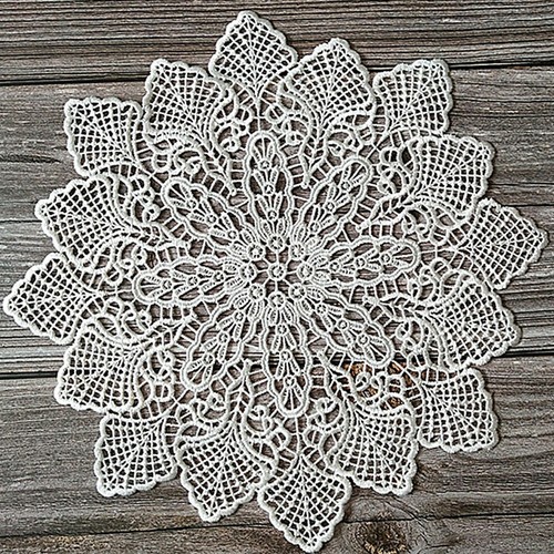 Round Lace Table Cover Dining Doily Guipure Floral Embroidery Party ...