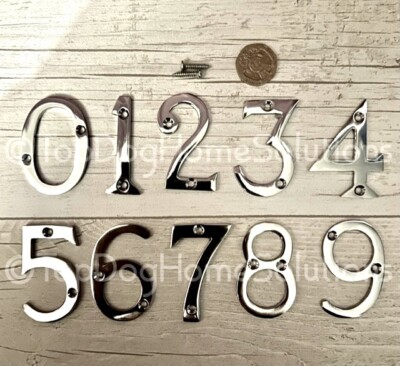 Polished Chrome Door Numbers 2" 50 mm House Flat Shop Letters | eBay UK