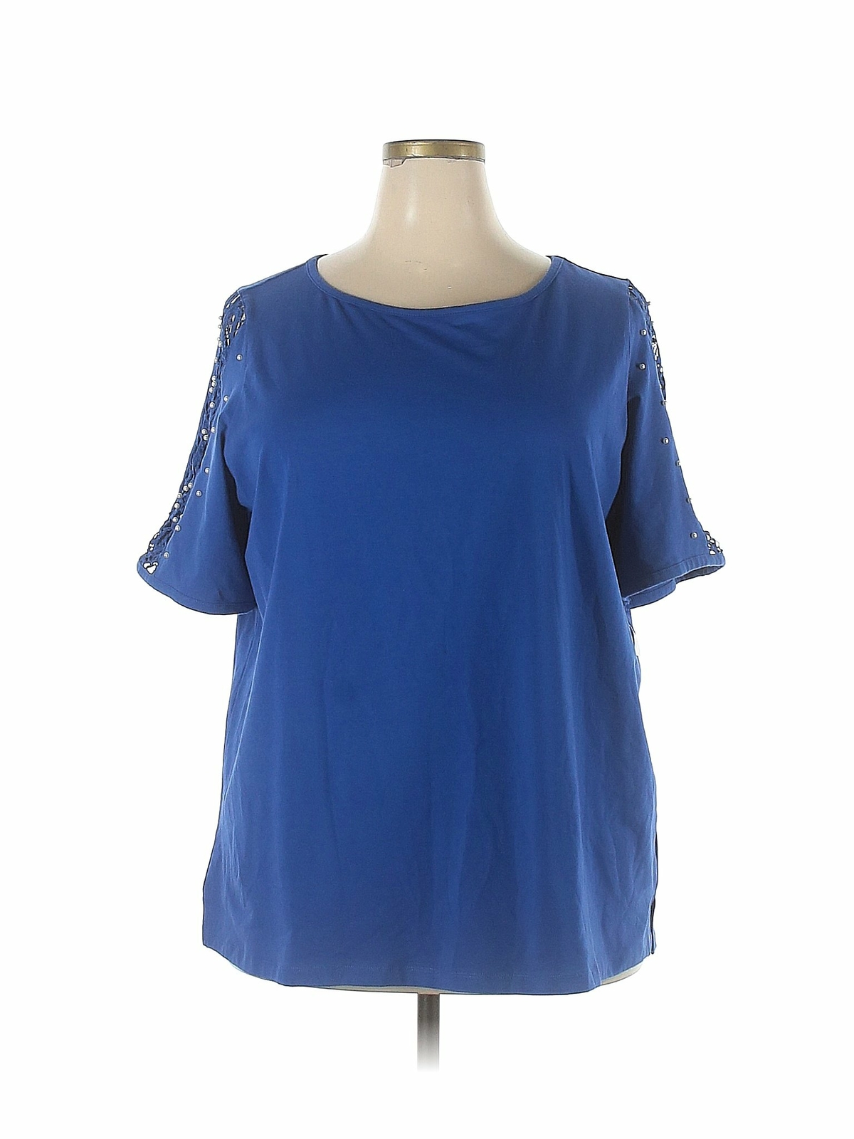 Quacker Factory Women Blue Short Sleeve Top 2X Plus | eBay