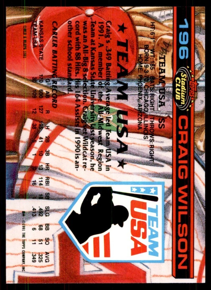 1991 Stadium Club Stadium Set Craig Wilson Baseball Cards #196 | eBay