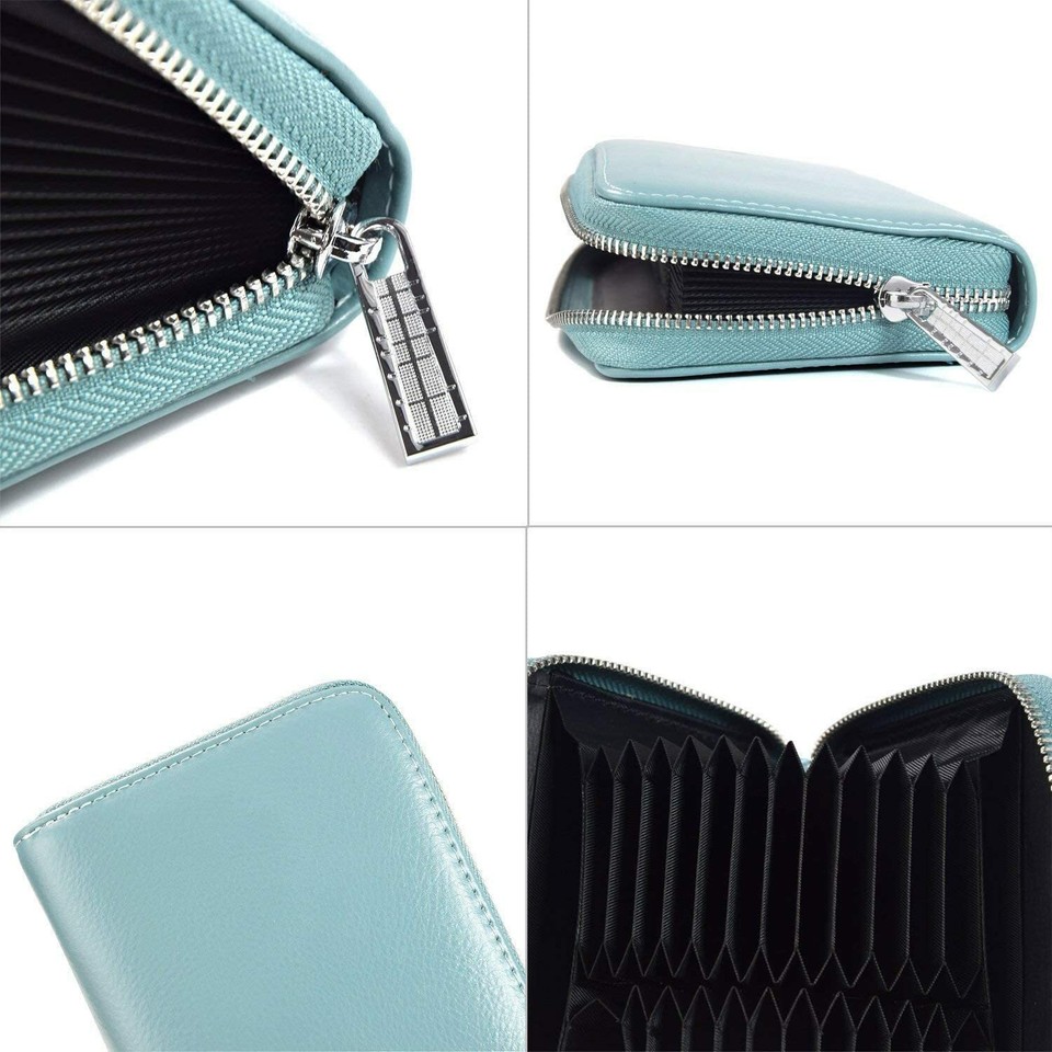 Men Women RFID Blk Leather 36 Slots Multi Credit Card Holder Large ...