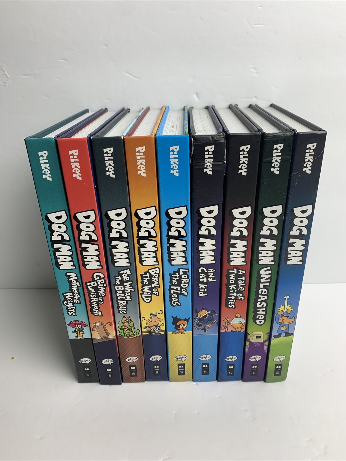 LOT OF 9 DOG MAN BOOK SERIES BY DAV PILKEY HARDCOVER GRAPHIC NOVELS 1-7 ...