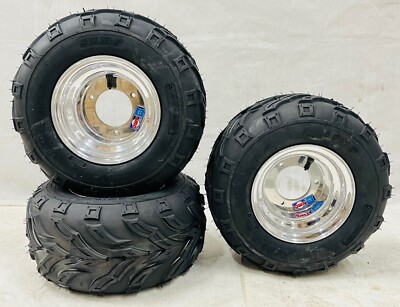 Honda ATC 70 16" DWT Polished Aluminum Front Rear Tires Rims 16x8-7 ...