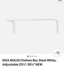 IKEA MULIG Clothes Bar, Steel White, Adjustable 23⅝"-35⅜" NEW | eBay