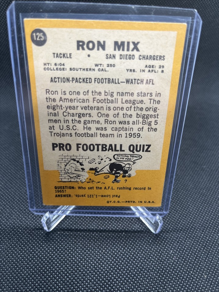 1967 TOPPS RON MIX #125 SAN DIEGO CHARGERS HOF | eBay