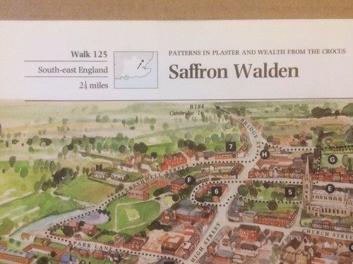 SAFFRON WALDEN WALK MAP SIGHT SEEING GUIDE 4 PAGES FROM FOLDER 1990 ...