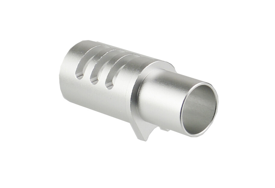 1911 .45 ACP Muzzle Brake Compensator, Round Tube Style,Anodized Silver ...