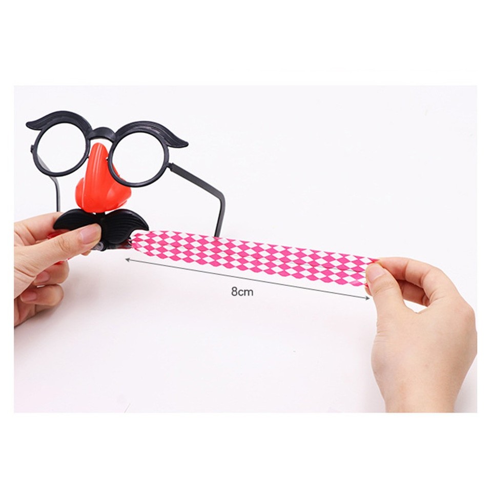 2PCS Funny Props Nose Mustache Glasses Whistle Costume Round Frame ...