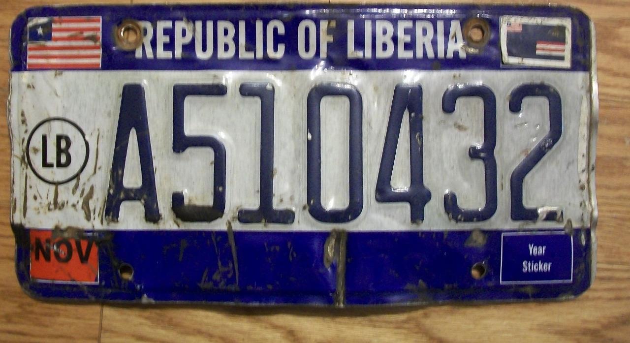 SINGLE LIBERIA, AFRICA LICENSE PLATE - A510432 | eBay
