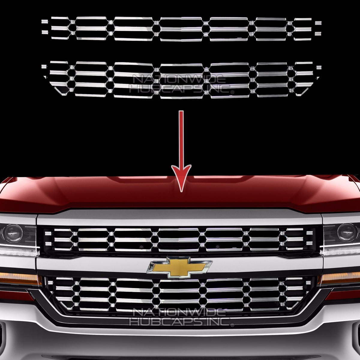 Chevy Chrome Grill Inserts For Chevrolet Silverado 1500 2016 2017 2018