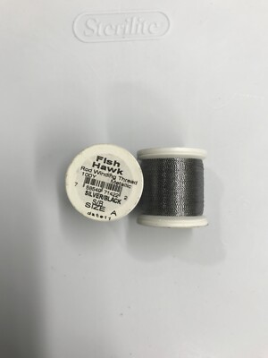 2 SPOOLS FISH HAWK metallic rod winding thread silver/black size A | eBay
